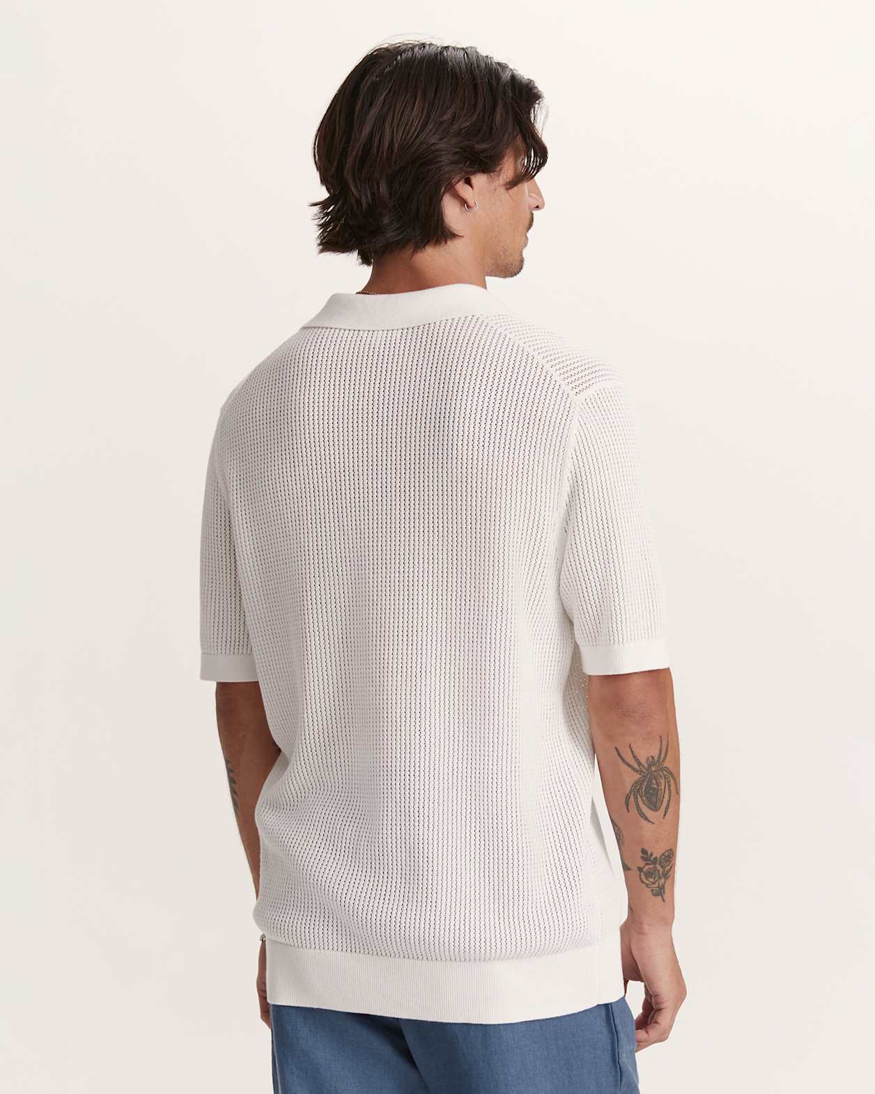Escobar Knit Polo in White - SABA