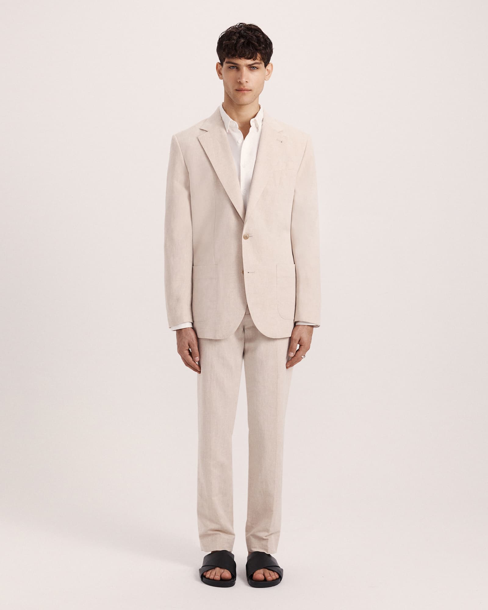 Elias Cotton Linen Suit Jacket in Oatmeal - SABA