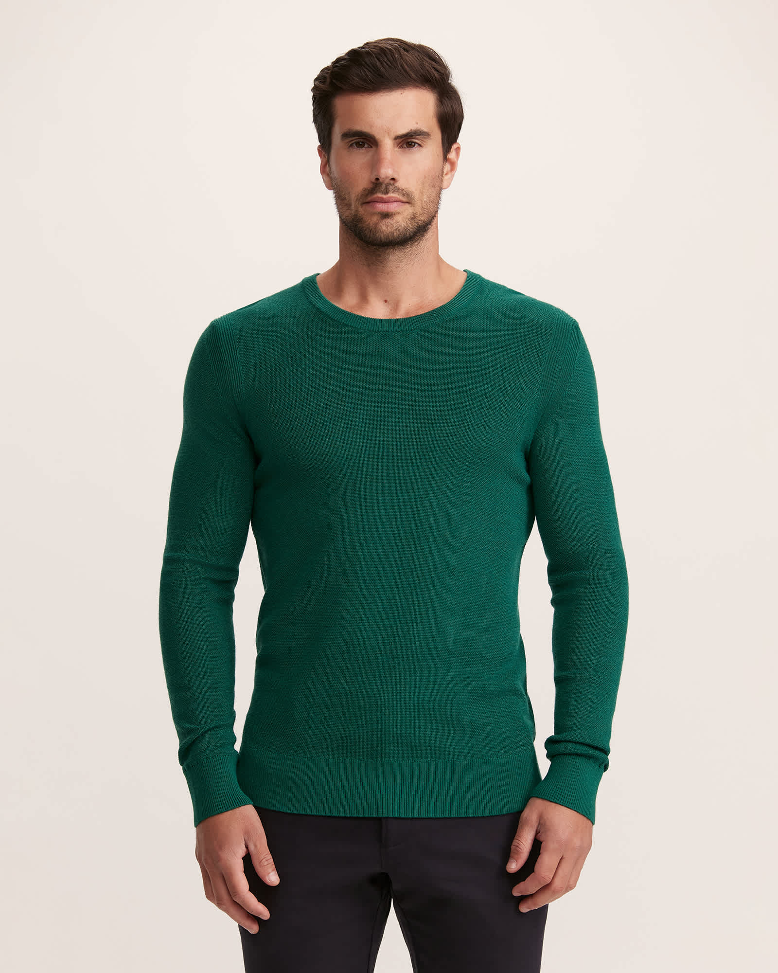 Samuel Wool Blend Crew Knit in Moss - SABA