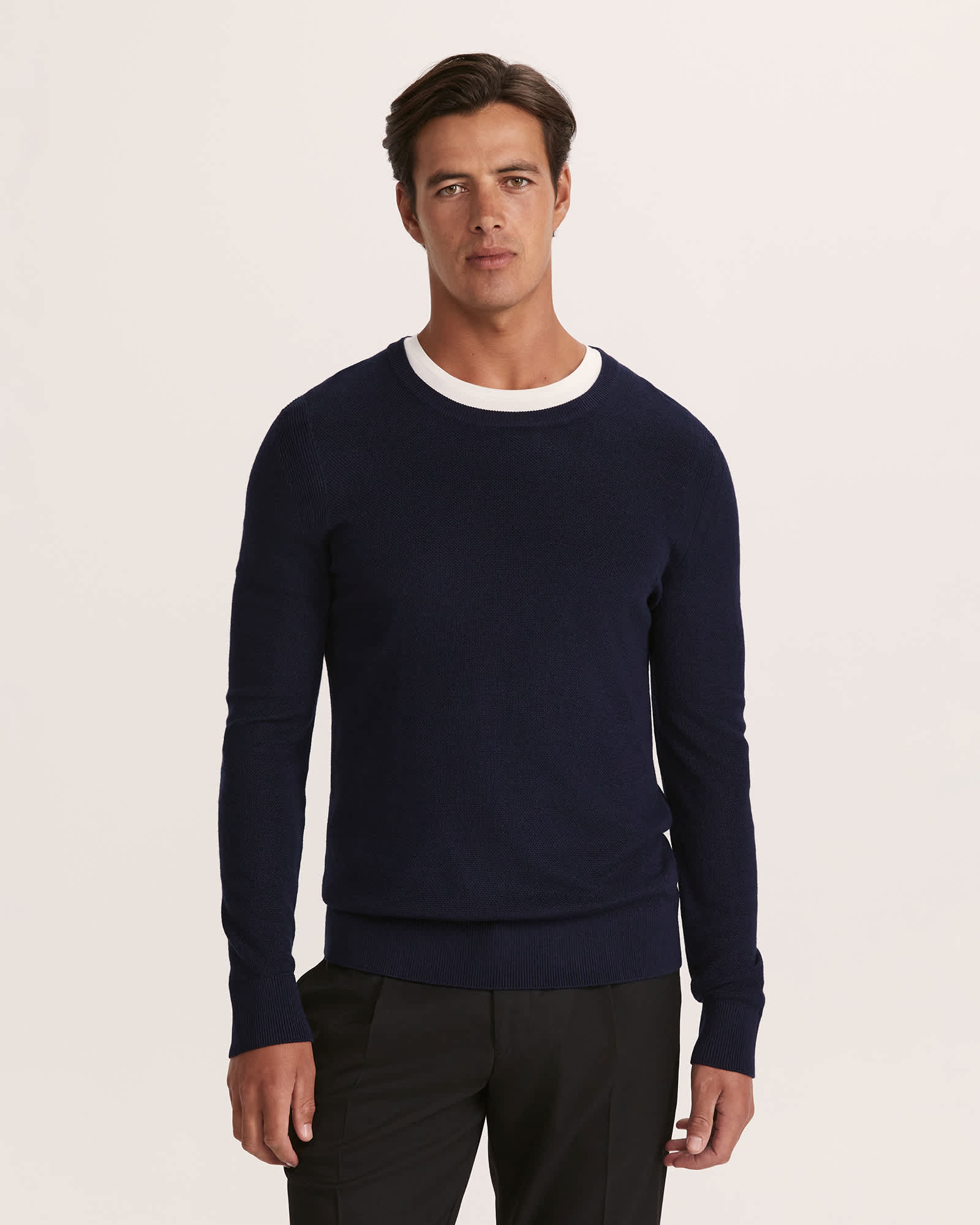 Samuel Wool Blend Crew Knit in Navy - SABA