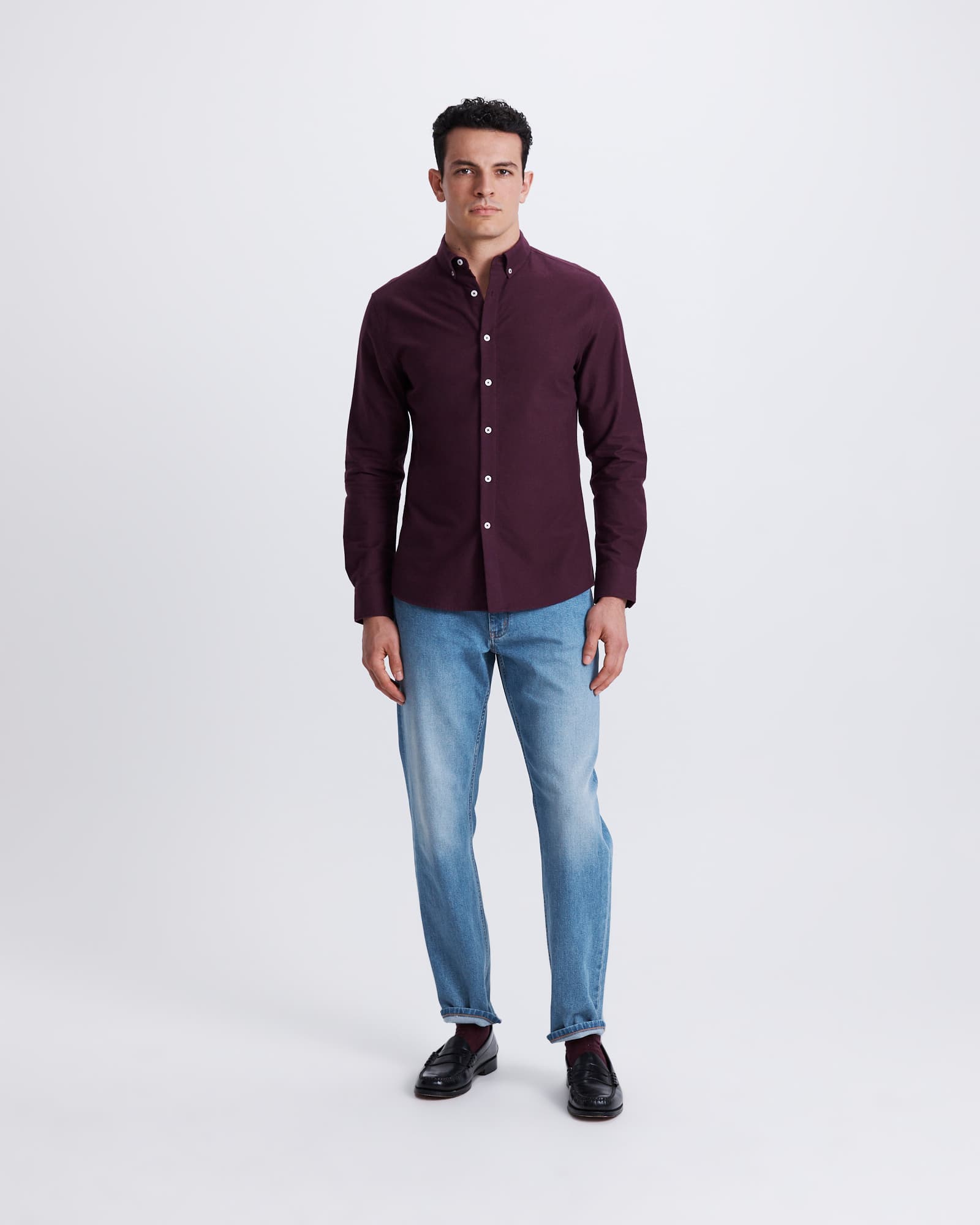 Sam Oxford Shirt in Wine - SABA