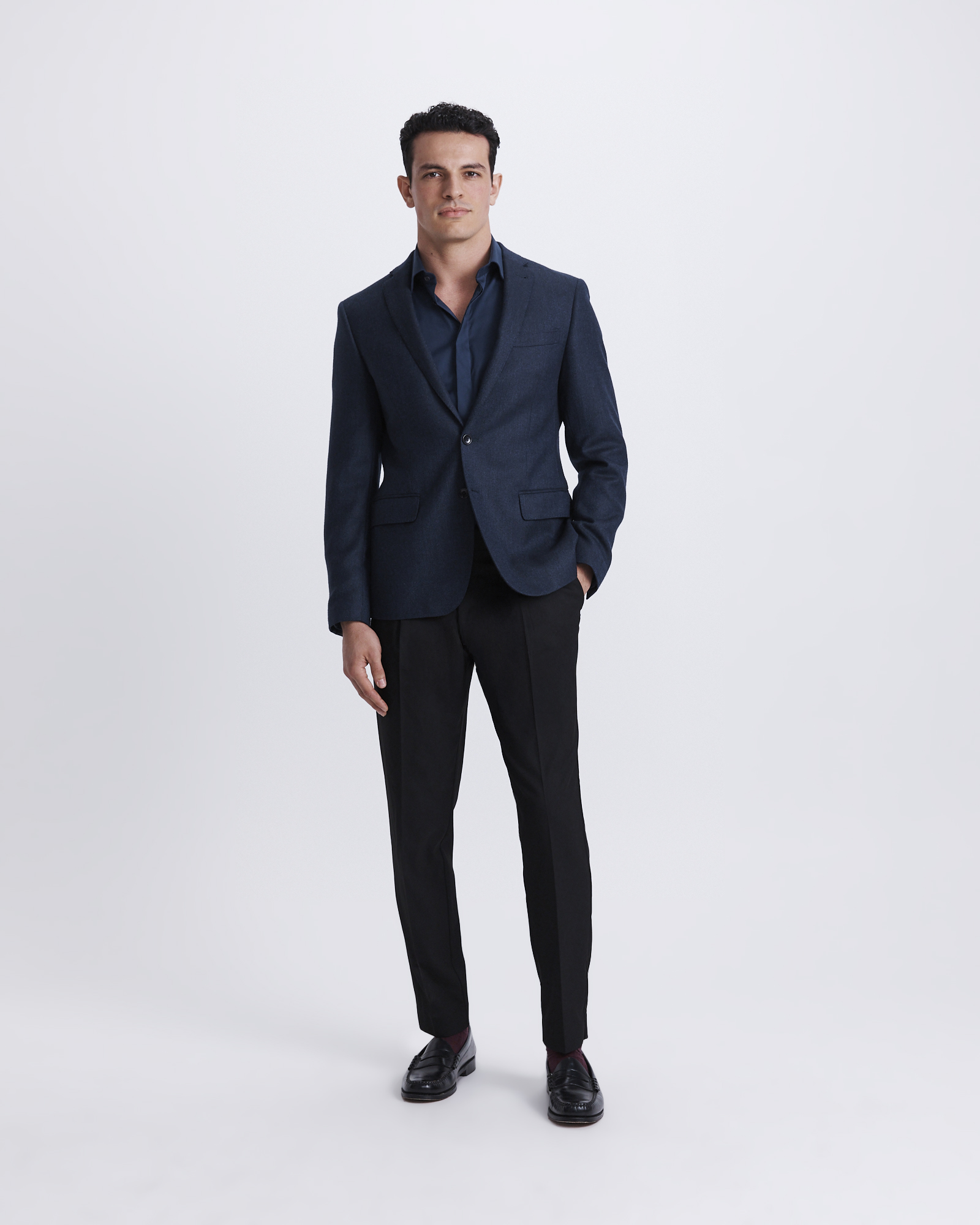 George Item Wool Jacket in Dark Navy - SABA