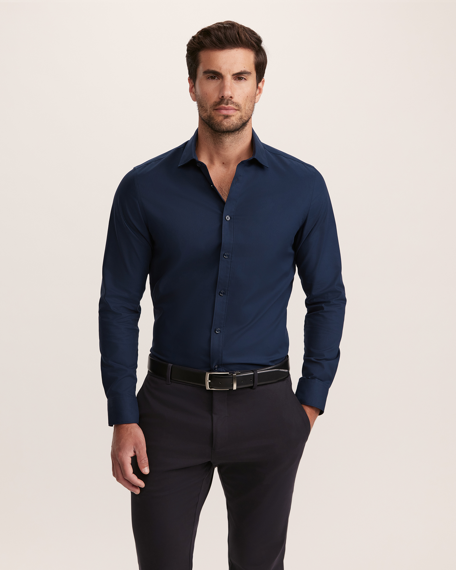 Harry Egyptian Cotton Shirt in Navy - SABA